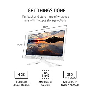 HP 21 All-in-One PC, AMD 3020e Processor, 4 GB RAM, 128 GB SSD Storage, 20.7-inch Full HD Display, Windows 10 Home in S Mode, Adjustable Screen, Privacy Camera, Dual-Array Mics (21-b1010, 2021)