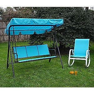 Kozyard Belle 3 Person Outdoor Patio Swing with Strong Weather Resistant Powder Coated Steel Frame and Textilence Seats