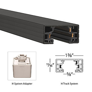 WAC Lighting H Track 4FT Single Circuit Field Cuttable 120V Track for H Style 3-Wire Track Fixtures with 2 Endcaps in Black