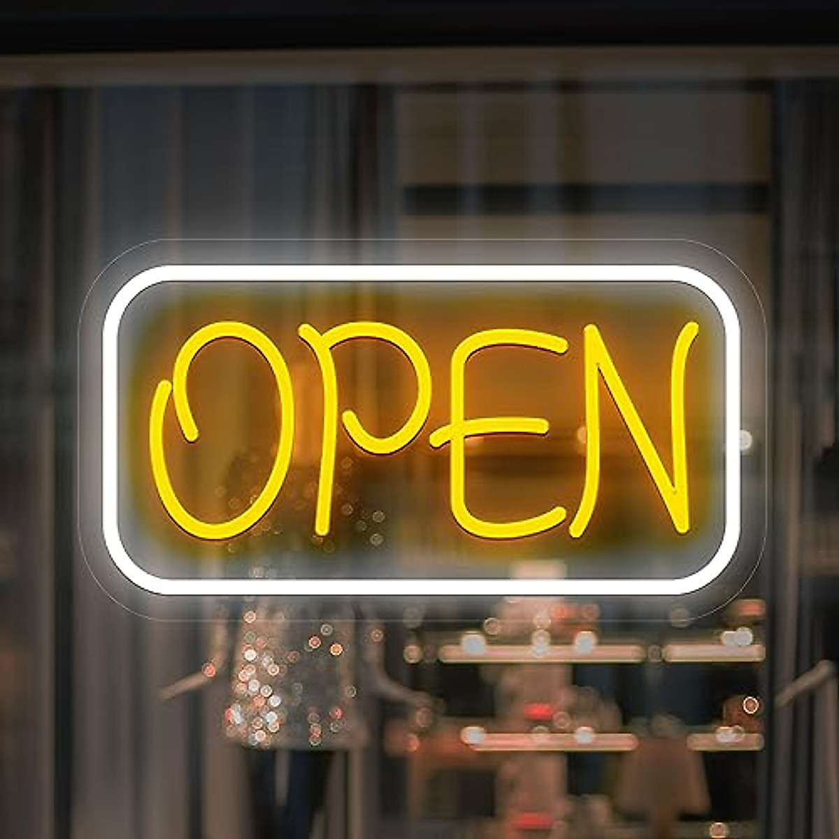 Neon Open Sign, Open Signs for Business, 16.5"x 8.4" Open Sign Led, Open Signs for Business Window With Adjustable Brightness, Open Neon Sign, Powered by USB with ON/OFF Switch