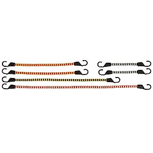 Keeper - Assorted Flat Bungee Cord in Multiple Colors, 6 Pack - 15", 25", 35”, and 45”
