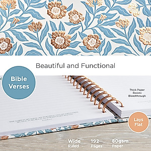 Christian Art Gifts Journal w/Scripture My Grace Is Sufficient For You 2 Corinthians 12:9 Bible Verse Gold Floral 192 Ruled Pages, Large Hardcover Notebook, Wire Bound