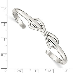 Auriga Fine Jewelry 925 Sterling Silver Polished 4mm Infinity Cuff Bangle Bracelet