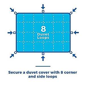 LINENSPA All Season Hypoallergenic Down Alternative Microfiber Comforter, Queen, Light Blue/White