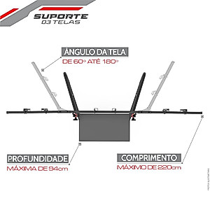 Extreme Sim Racing Triple Screen Tv Stand Add-on Upgrade With Back Tray - Fits almost all Sim Racing Rigs in the Market - Suitable for TV sizes up to 3 x 37"