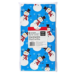 American Greetings 10.375'' Christmas Goodie Bags, Snowman and Snowflakes (16 Bags)