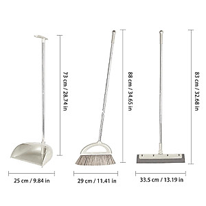 Generic Brooms and Dustpans Set - 3 Pieces Magic Broom Set, Sweeping Magic Broom, Dust Pan and Broom with Long Handle,Home Kitchen Room Lobby Indoor Floor Cleaning Broom and Dustpan Set for Home