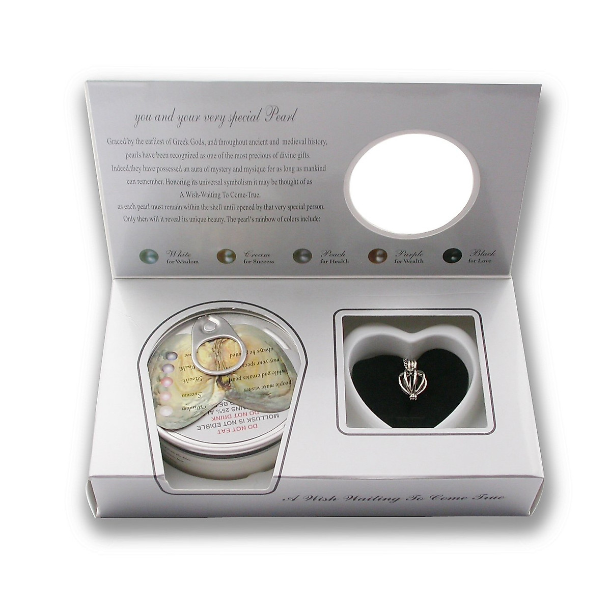 Pearlina Cultured Pearl in Oyster Necklace Set Silver-tone Heart Cage Locket w/Stainless Steel Chain,18"