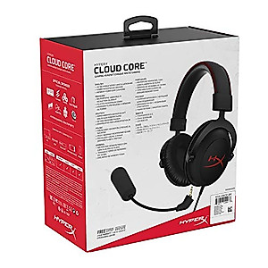 HyperX (KHX-HSCC-BK) Cloud Core Gaming Headset - Durable Aluminum Frame - 53MM Drivers - Detachable Microphone - Works with PC/PS4 and Xbox One, Nintendo Switch