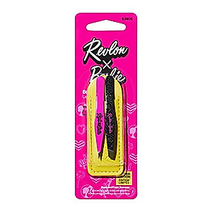 Revlon x Barbie Mini Tweezer Set, Stainless Steel Hair Removal Makeup Tool, includes Slant Tip & Pointed Tip Tweezers in Travel Case