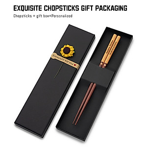 Custom Sandalwood Chopsticks, Engraved With Personalized Names Classic Japanese Style Wood Chop Sticks Set For Chinese Theme Wedding, Housewarmings,Birthday Party Favors and Gifts