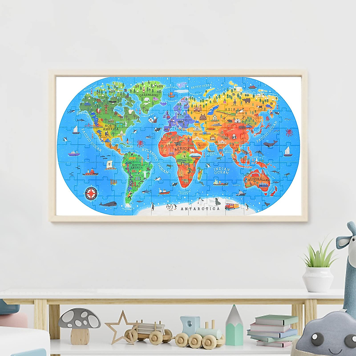 Mideer Floor Puzzle for Kids 4-8, 100 Piece World Map Jigsaw Puzzle with Continents, Geography Educational Toys for Boys and Girls, Globe Atlas Puzzle Maps Preschool Learning Game for Kids Ages 4-6