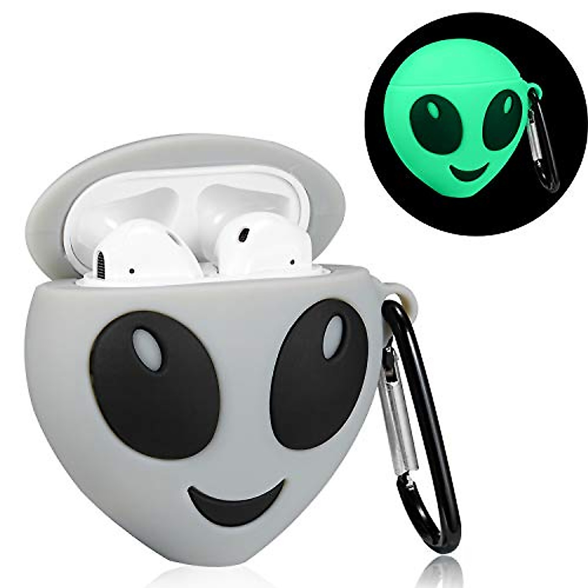 Mulafnxal Compatible with Airpods 1&2 Case,Silicone 3D Cute Fun Cartoon Funny Character Desginer Airpod Cover,Kawaii Fashion Cool Chic Design Skin,Shockproof Cases for Teens Girls Boys Air pods(Alien)