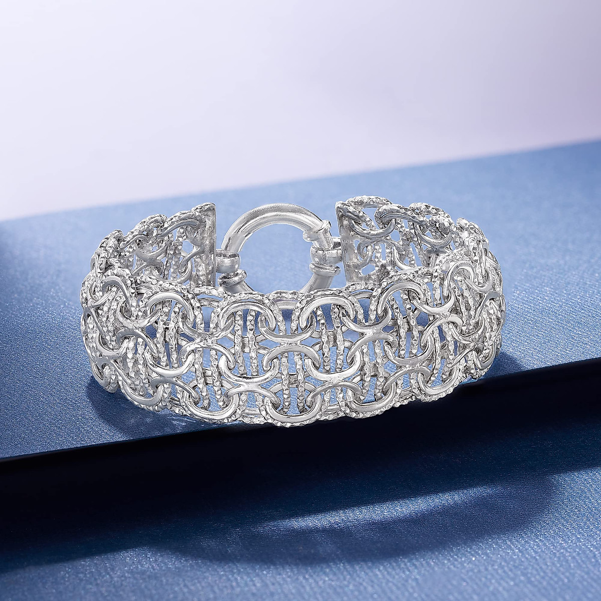 Ross-Simons Sterling Silver Multi-Circle Link Bracelet. 7 inches