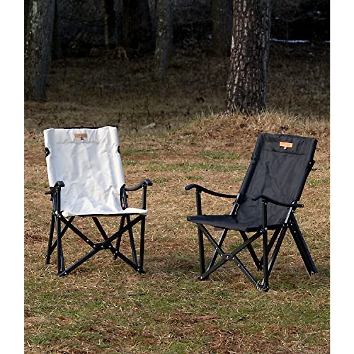 S'more Camping Aluminum High Armchair, Lightweight Folding Chair with Back Pocket, Portable Outdoor Chair with Carry Bag for Camping, Picnic, Fishing, Hiking, Sports Meeting, BBQ, Beach (Black)