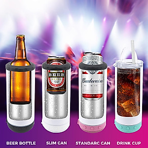Lilsofee 4 Pack 16oz Sublimation Bluetooth Speaker Blank Tumblers Bulk Stainless Steels Insulated 4 in 1 Can Cooler Beer Holder With Lid and Straw Mix Colors Metal Slim Coozies for Drinks