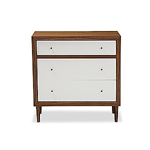 Baxton Studio FP-6782-Walnut/White chests-of-Drawers, Medium, White and Walnut