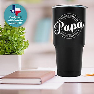 World's Greatest Papa Tumbler 30oz, Thoughtful Papa Gifts from Granddaughter and Grandson, Best Grandpa Presents from Grandkids, Ideal Present Picks for Birthday, Father's Day, Christmas, Gift Ready