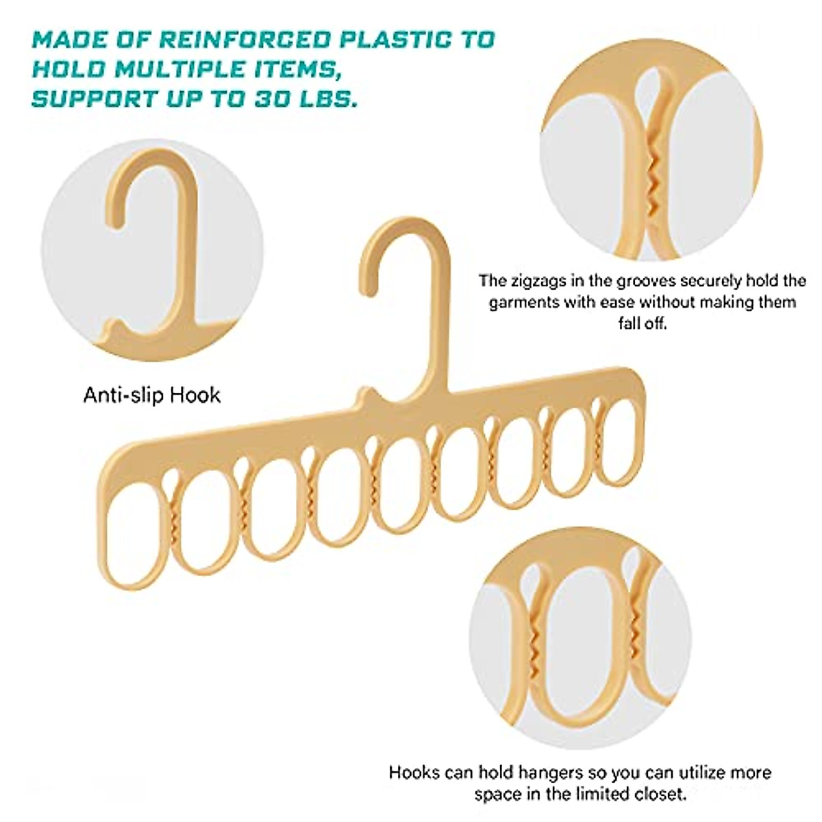 NiHome 8-Pack 9-Hole Clothes Hangers Organizer Set, Multifunction Hanger Space-Saving Wardrobe Drying Racks Clothes Storage for Scarf, Socks, Laundry Home Dormitory