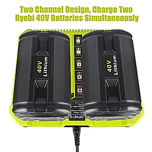 JYJZPB Dual Channel OP401 40V Battery Charger for Ryobi 40V Battery OP4050A OP4026 OP40601 OP4040 OP4030 OP4015 OP40201 Lithium Battery