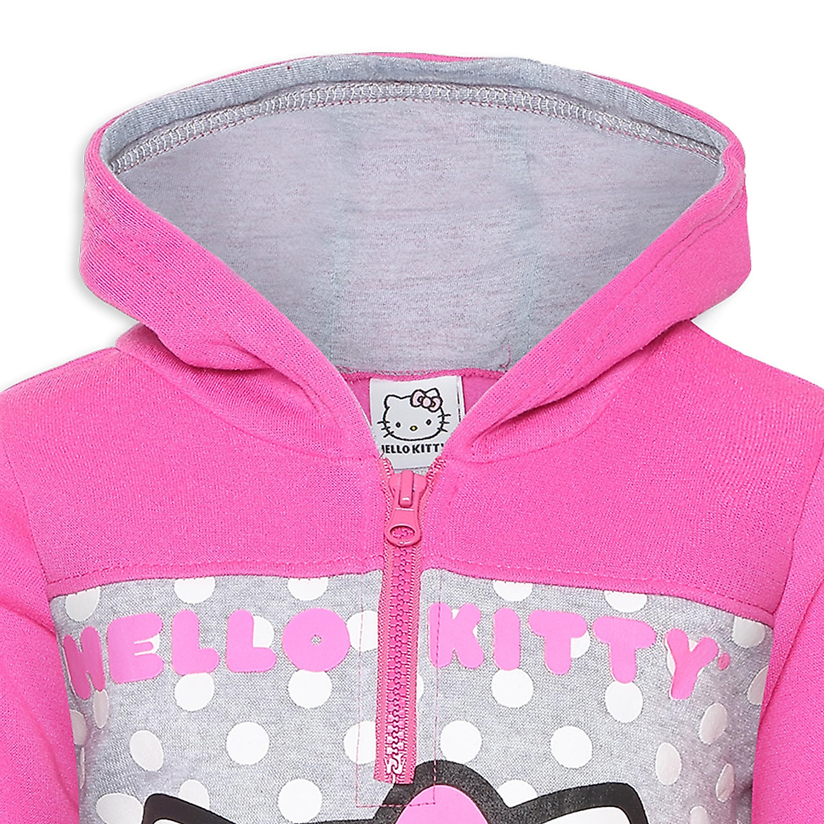 Hello Kitty Sanrio Girls Half Zip Up Hoodie for Toddlers, Little and Big Girls Pink