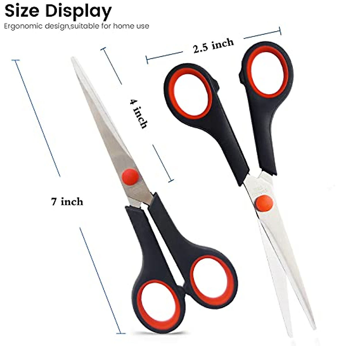 Scissors all Purpose Office Student Scissors 7 Inch Ultra Sharp Shears Comfort-Grip Handles Household Scissors Bulk Sturdy Sharp Craft Supplies - Pack of 12 Right/Left Hande