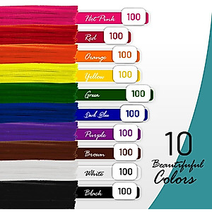 Pipe Cleaners- 100 Pc. Pipe Cleaner Blue Colored Chenille Stems, Pipe Cleaners Craft, Fuzzy Sticks Great Craft Supplies DIY Art & Craft Projects| 6mm x12 inch