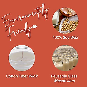 Nika's Home Apple Pie Soy Candle 12oz Mason Jar Non-Toxic White Soy Handmade, Long Burning 50-60 Hours Highly Scented All Natural, Clean Burning Large Candle Gift Décor