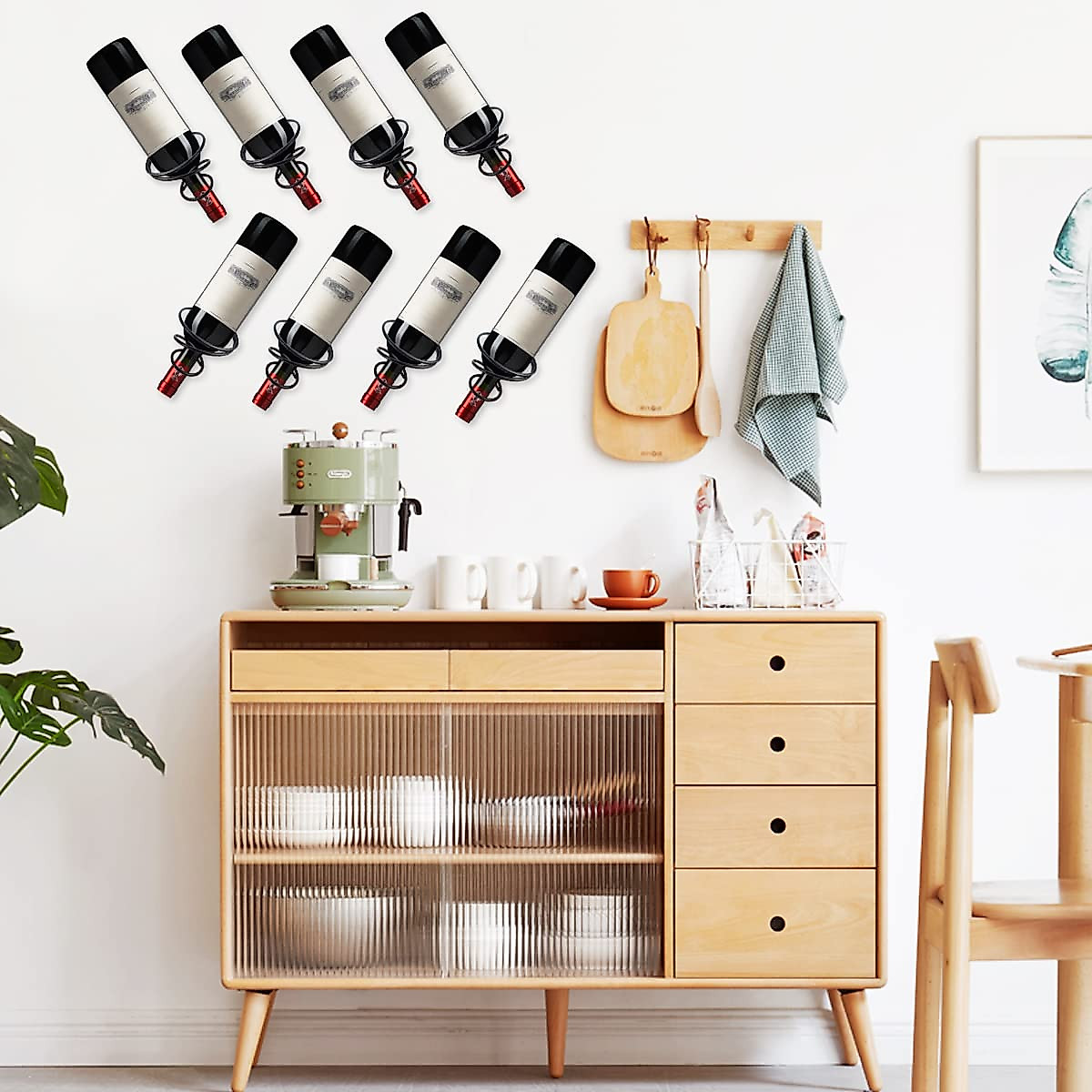 NSBELL 10PCS Spiral Wine Wall Holder, Metal Wall Mounted Wine Racks, Wine Bottle Display Holder, Wine Rack for Organizer and Storage