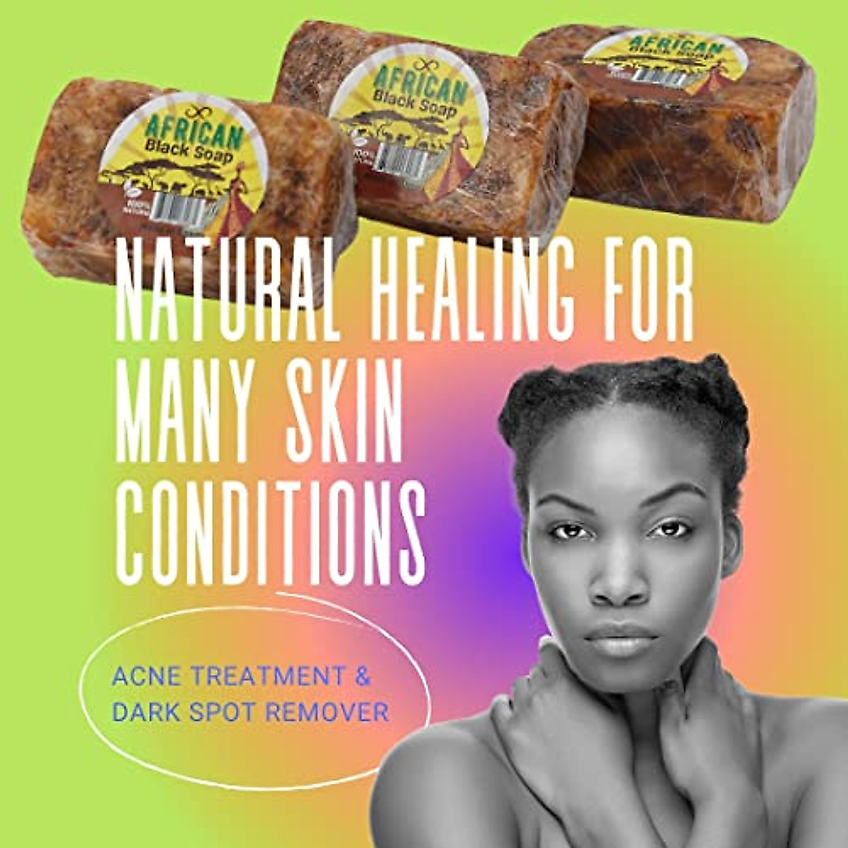 Infinix Beauty 3PCS 1LB 100% Natural African Black Soap with Shea Butter and Pure Honey for Dark Spot Smoother