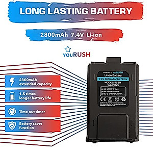 youRUSH UV-5RUSH Iron Advanced BAOFENG UV-5R 8W Tri-power Dual Band Two-Way Radio VHF UHF with Extended BL-5 2800mAh Battery CHIRP Programmable Handheld Radio Baofeng