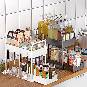 LONONE Under Sink Organizers and Storage Kitchen Under Sink Caddy Kitchen Sink Organizer 2 Tier Bathroom Organizer Under Sink Shelf,White