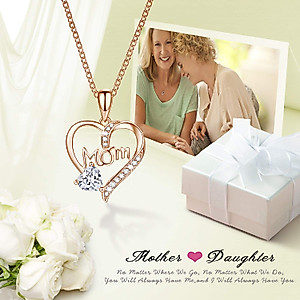 LOUISE VELLA Mom Necklace for Women 925 Sterling Silver Birthstone Necklace for mom, Necklaces for Mom Christmas Gifts from Daughters, Birthday Gifts for Mom (silver)