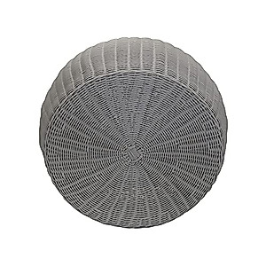 Household Essentials Gray Wicker Patio Ottoman Footstool