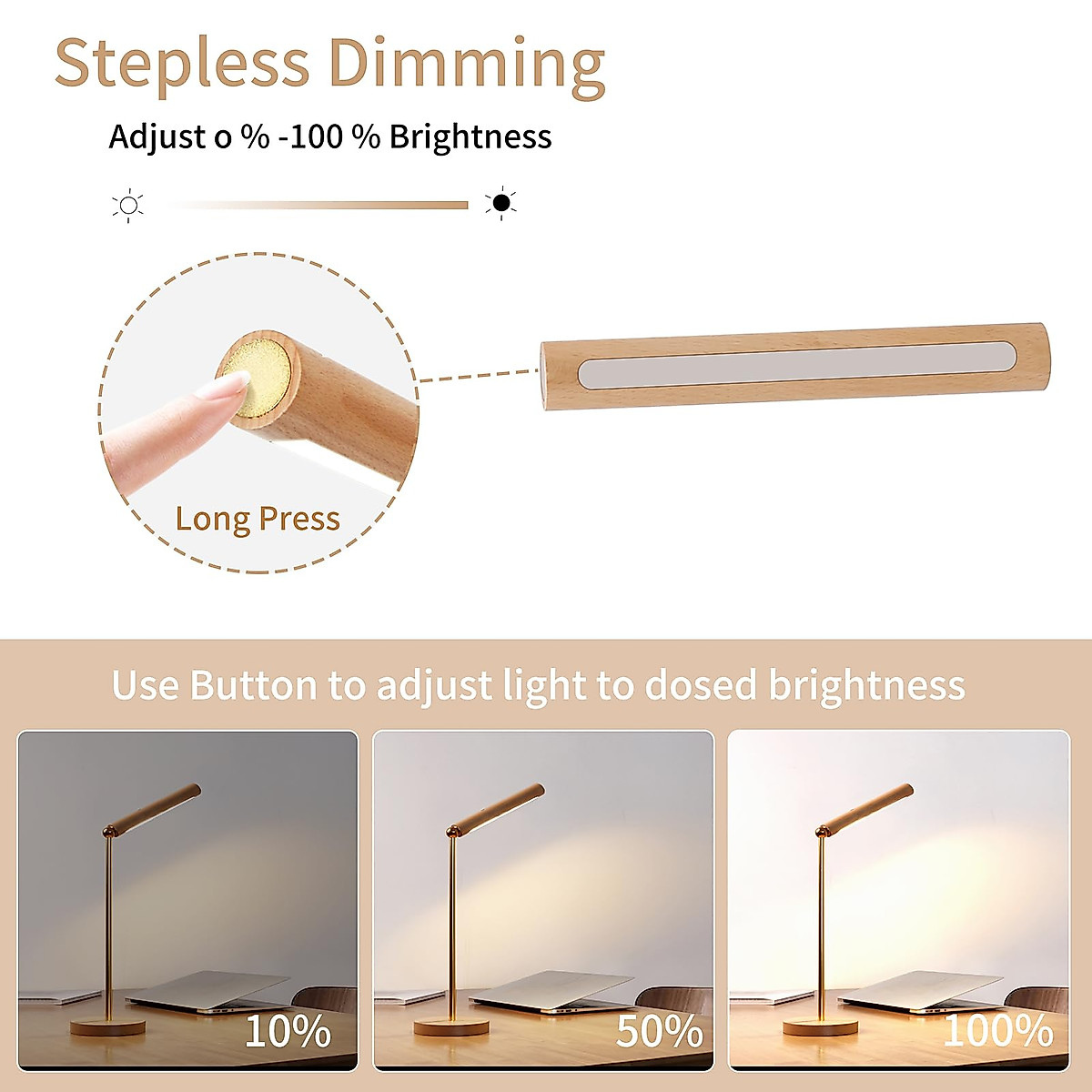 LANDGOO Wooden LED Table lamp Reading lamp Magnetic Dimmable Reading Light