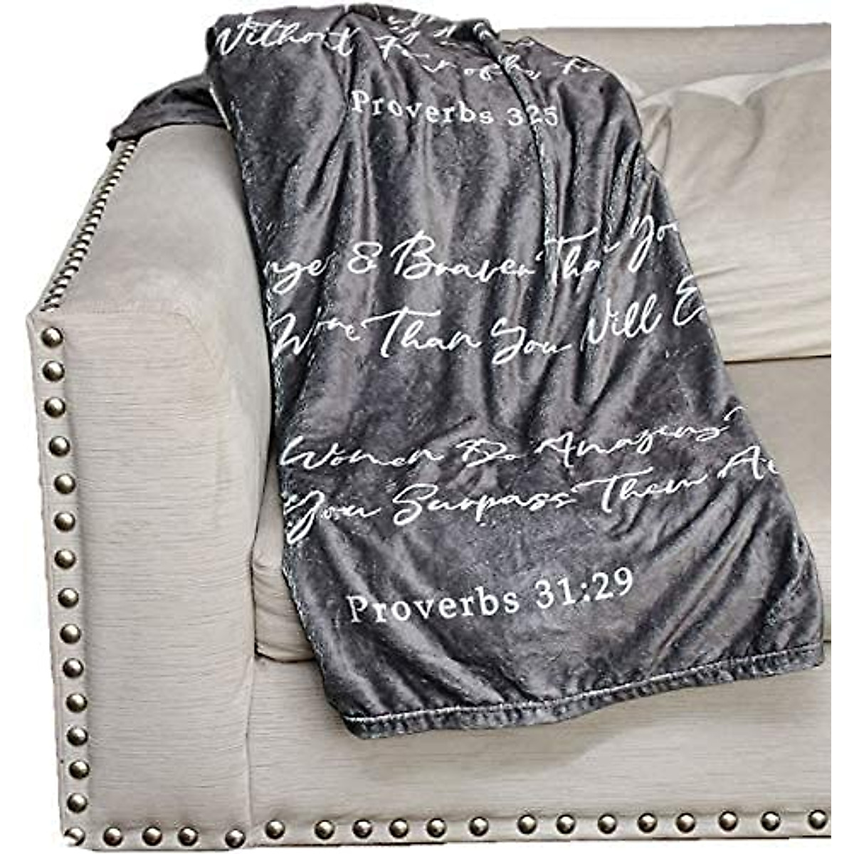 Double Creek Proverbs 31 Woman Lightweight Scripture Throw Blanket Inspirational Verses, Comfort Blanket 50"x 60" Gift for Women