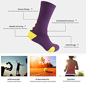 OLCHEE Boys Sock Basketball Soccer Hiking Ski Athletic Outdoor Sports Thick Calf High Elite Crew Sock 8 Pack B, Size S