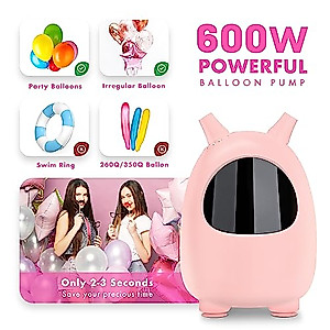 Balloon Pump Electric, SPLAKS Balloons Inflator Air Pump Portable Balloon Blower for Garland Arch, Party Decoration, Birthday, Gender Reveal, Graduation (Pink)