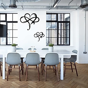 LAHONI Infinity Heart Metal Wall Decor, 16x14 Inch Heart Shaped Wall Art Sculptures Love Sign Ornaments for Home, Living Room, Bedroom, Outdoor Garden Decor (Black)