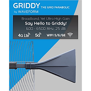 Waveform Griddy: Grid Parabolic Antenna Kit for 4G LTE, 5G NR, and WiFi | 40 km Range | +26 dBi | Works w/Cell Boosters, Modems, Routers, and Gateways | Kit w/ 30 ft RS400 Cable & TS9 & SMA Adapters
