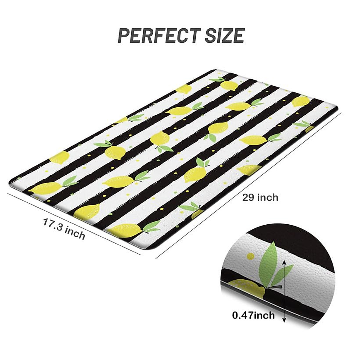 FYATHM Kitchen Mats Lemon Kitchen mats for Floor Anti Fatigue Mats for Kitchen Floor Cushioned Non Skid Washable Memory Foam Kitchen Rugs and Mats for Bedroom Office Sink Laundry