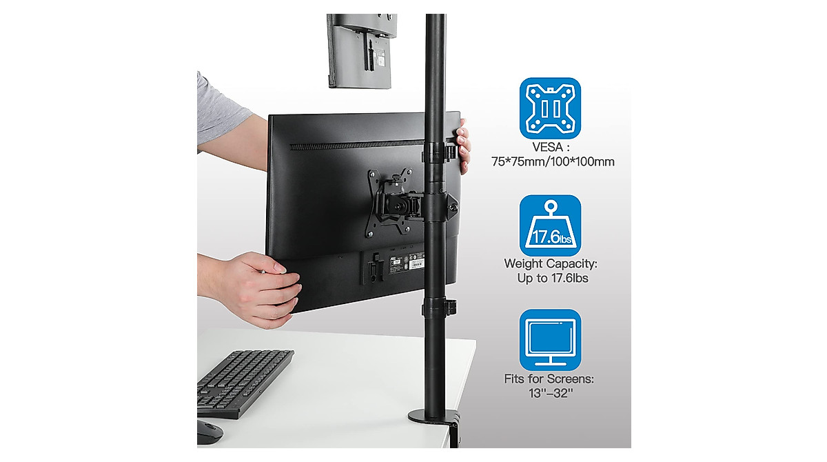HUANUO Dual Monitor Mount for 17-32 Inch Screens | Space-Saving ...