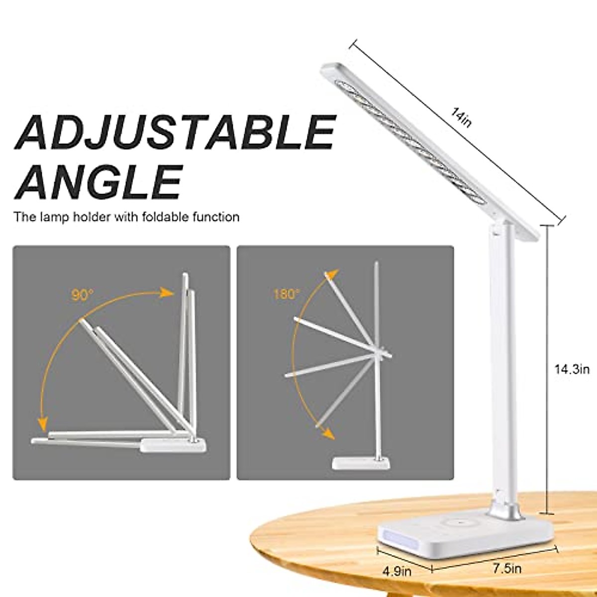 VAVOFO LED Desk Lamp with USB Charger, USB Charging Port, Table Lamp with 5 Brightness Levels Touch Control, 30/60 min Auto Timer, Dimmable Eye-Caring Desk Light for Home Office