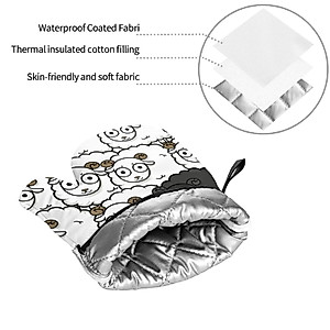 Cartoon Black White Sheep Printed Oven Mitt and Pot Holder Set, Washable Heat Resistant Oven Mitt for Kitchen Cooking Baking Grill