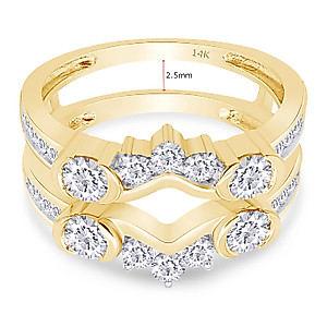 SAVEARTH DIAMONDS 1 Carat Round Cut Lab Created Moissanite Diamond Anniversary Wedding Solitaire Enhancer Guard Ring In 14K Solid Yellow Gold (VVS1 Clarity 1 Cttw)-6.5