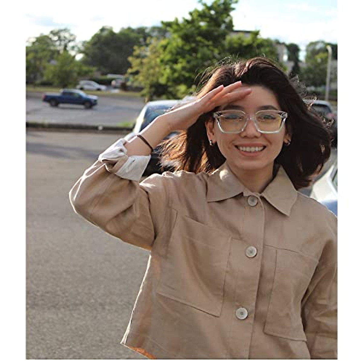 Bouryo Vintage Clear Lens Glasses for Women, Non-prescription Classic Square Eyewear Thick Frame Eyeglasses
