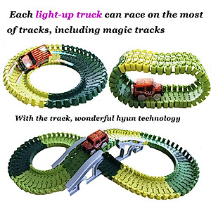 Car Track,Light Up Tracks Car(2-Pack) Glow in The Dark Racing Track Accessories Compatible with Most Tracks,Boys & Girls (style1：red+Blue)