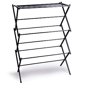 BINO 3-Tier Collapsing Foldable Laundry Drying Rack, Black