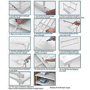 LIYIVNAA Stackable Closet Shelf Expandable Clothes Storage Rack Pantry Cabinet Organizer Wardrobe Divider Separator Stand Shoe Racks for Bathroom, Kitchen, Bedroom, Entryway - White