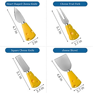 YJNSFT 4-Piece Cheese Knife Set, Stainless Steel Cheese Utensils Set, Spreader Knives and Butter Knife Fork, Cheese Board Accessories, Premium Knife Gift